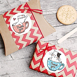 Kawaii Cat Thank You Stickers Round Cartoon Animal Adhesive Seal Labels for Greeting Cards Handmade Gift Decoration Labels Kids Reward Sealing Sticker Stationery，500pcs/roll