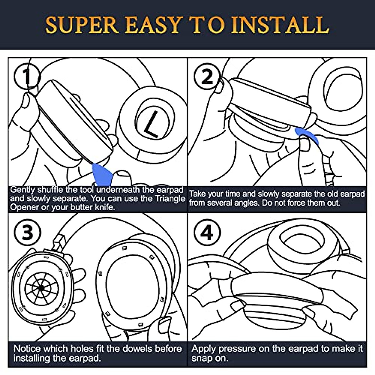 SOULWIT Earpads Replacement for JBL Everest Elite 750 (750NC Model: V750NXT) Headphones, Ear Pads Cushions with High-Density Noise Isolation Foam, Softer Protein Leather - Black