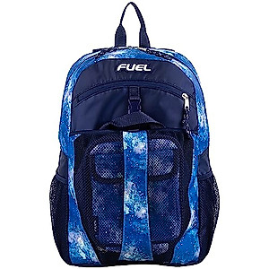 FUEL Backpack with Lunch Box Combo – 18” Two Compartment Water Resistant Durable Adjustable Straps with Side Water Bottle Pockets 2 in 1 Set - Light Blue Galaxy