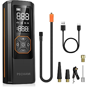 PECHAM Tire Inflator Portable Air Compressor,USB 5V 8000mAh Battery 150 PSI Cordless Tire Pump Electric Air Pump for Car Tires,Fits Car/Truck/Motorcycle/Balls/Bicycles