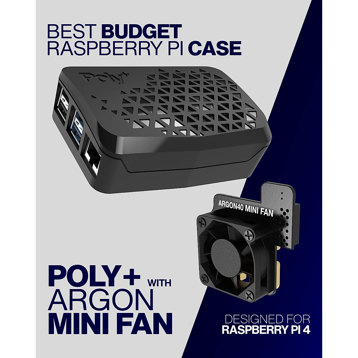 Argon Poly+ Case | Raspberry Pi 4 Plastic Case with PWM controllable Fan and Heatsink | Removable Top