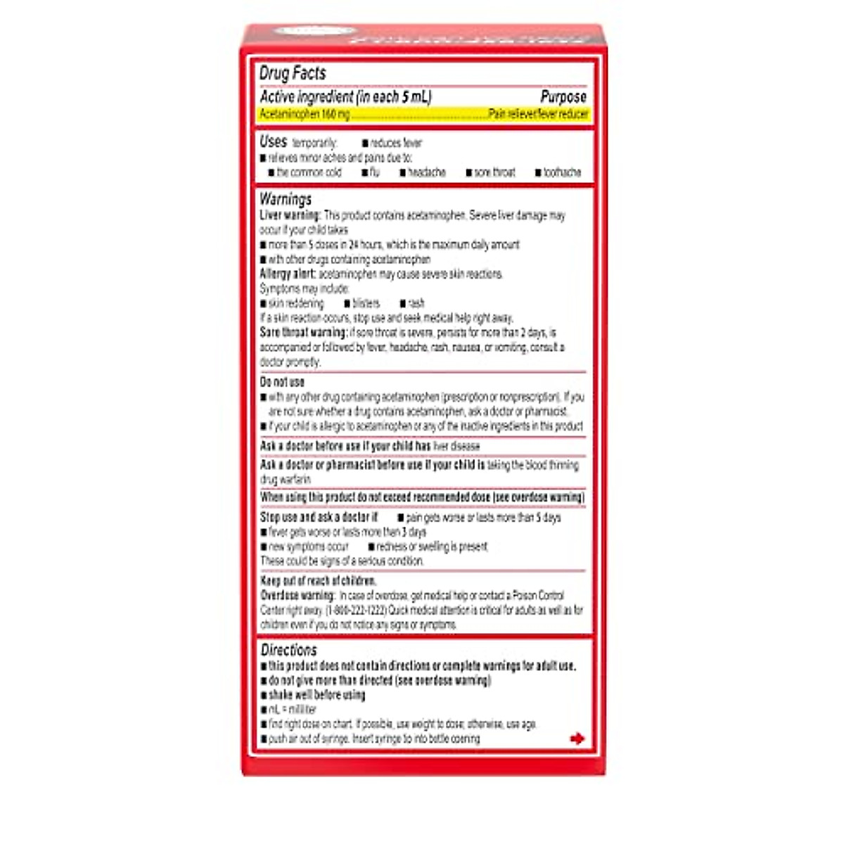 Infants' Tylenol Acetaminophen Medicine, Pain & Fever Relief, Dye-Free Cherry, 1 fl. oz