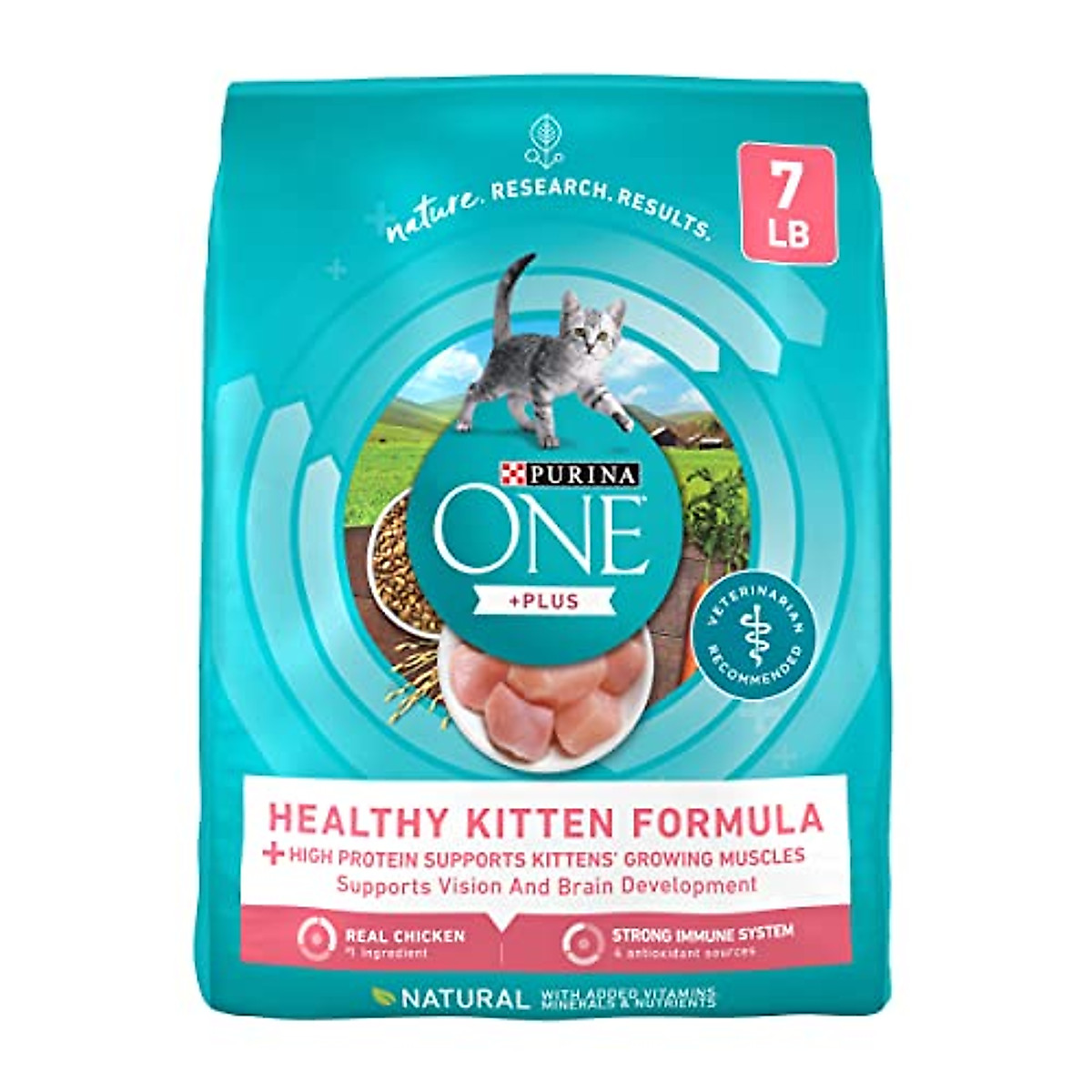 Purina ONE High Protein, Natural Dry Kitten Food, +Plus Healthy Kitten Formula - 7 lb. Bag
