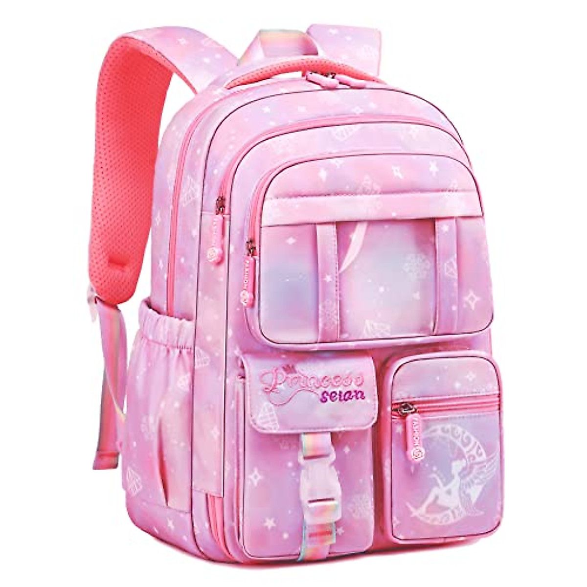 Wraifa Girls Backpack Elementary School Backpacks for Girls Cute Princess Preschool Middle School Bag Kids Bookbag (Only Backpack Pink)