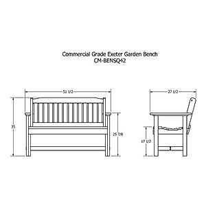 Sequoia Professional CM-BENSQ42-WHE Commercial Grade Exeter 4 Foot Garden Bench, White