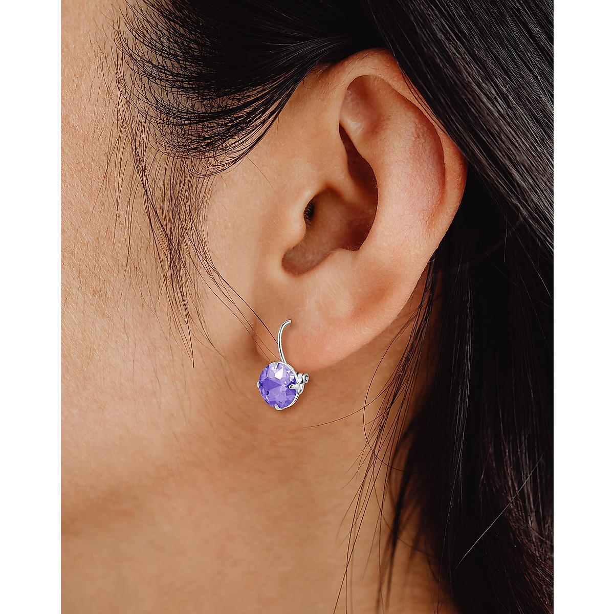 Akeoqi 6 Pairs Leverback Dangle Earrings Set Multi-color Round Cubic Zirconia Dangle Earrings For Women