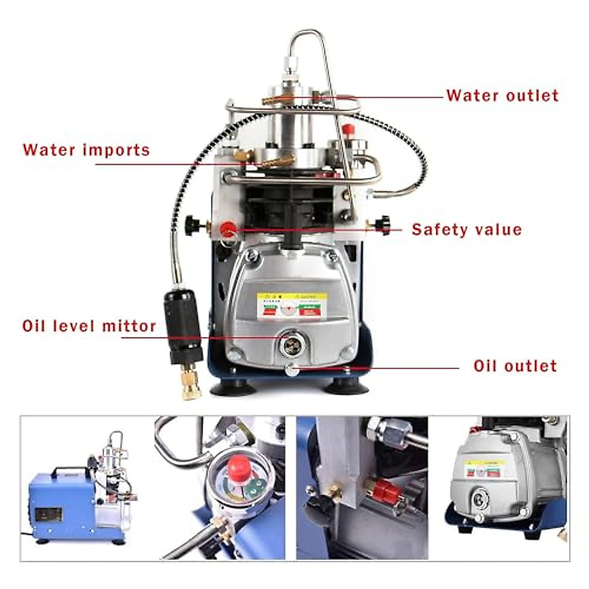 YONG HENG High Pressure Air Compressor Pump,Adjustable Control with Auto-Stop 110V 30Mpa Electric Air Pump Air Rifle PCP 4500PSI Paintball Fill Station for Fire Fighting and Diving