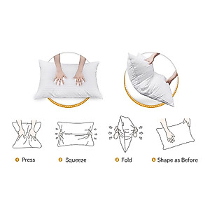 Oubonun Hotel Collection Striped Bed Pillows Standard Size Set of 2, Breathable Cooling Cotton Cover, Fluffy 3D Down Alternative Microfiber Filled for Side Back and Stomach Sleepers, 20"x26"