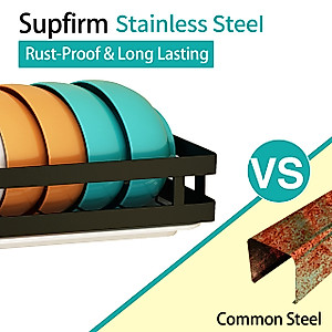 Supfirm Wall Mounted Stainless Steel Dish Drying Rack Fruit Vegetable Storage Basket with Drainboard and Hanging Chopsticks Cage Kitchen Shelf Utensils Organizer (2 Tier)