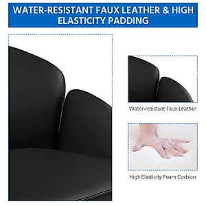 Yaheetech Cute Petal Desk Chair Home Office Chair Swivel Leather Desk Chair Makeup Vanity Chair with Armrests for Bedroom Modern Computer Rolling Chair for Women Black