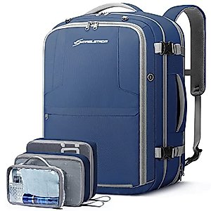 Maelstrom 40-50L Carry on Backpack,Large Travel Backpack for Men Women,17.3 Inch TSA Flight Approved Laptop Backpack with Hidden Shoe Bag, Expandable Suitcase Backpacks,father day gifts-Blue
