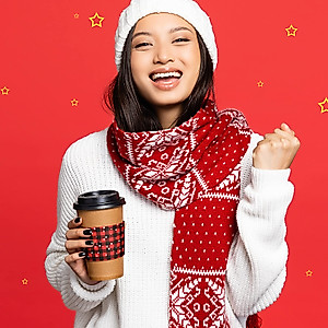 Patelai Christmas Coffee Cup Sleeves Disposable Coffee Sleeves Holiday Coffee Sleeves Christmas Cup Sleeves Hot Chocolate Cup Sleeves Tea Cup Sleeves for Hot Chocolate Coffee (Classic Style, 42 Pcs)