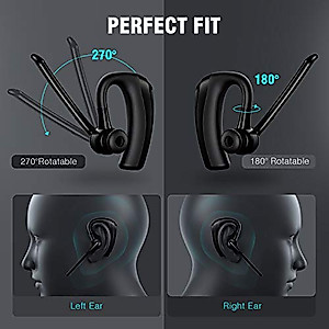 Unipows Bluetooth Headset, Bluetooth Earpiece 16 Hours Talktime with CVC8.0 Noise Cancelling Mic Mute Key Hands-Free Earphones for Cell Phones PC Laptop Business Truck Driver Office Call Center Skype