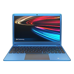 Gateway 14.1" Ultra Slim Notebook, FHD, Intel Celeron, Dual Core, 4GB/64GB, Tuned by THX Audio, Mini HDMI, Cortana, 1MP Webcam, Windows 10 S, Microsoft 365 Personal 1-Year Included, Blue