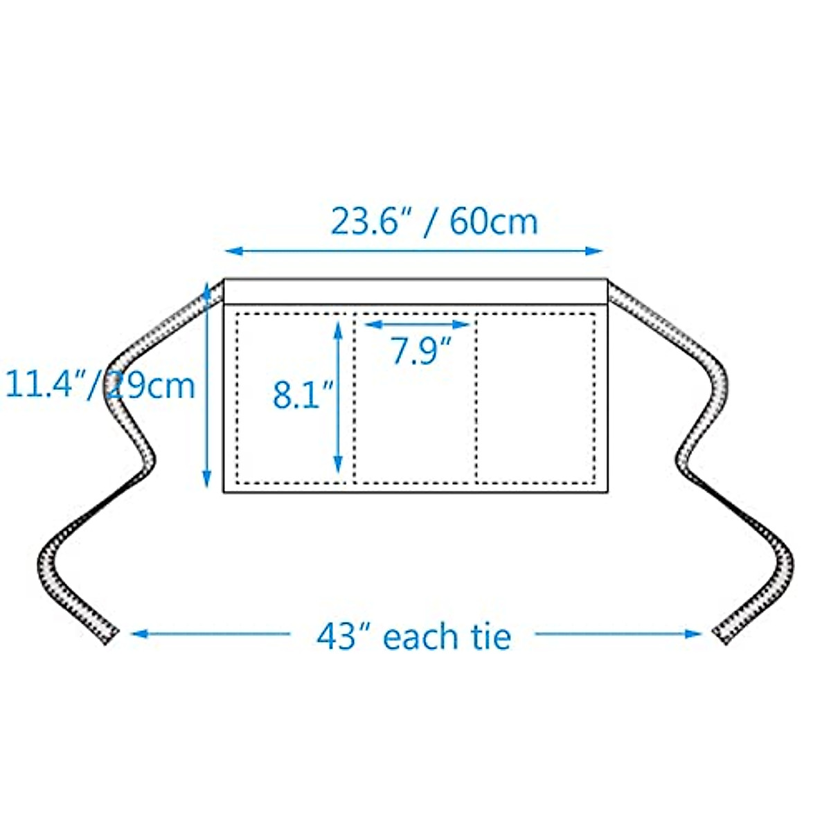 BOHARERS 2 Pack Waitress Apron With 3 Pockets - Black Server Aprons - Waiter Short Half Waist Servers Apron 12-inch