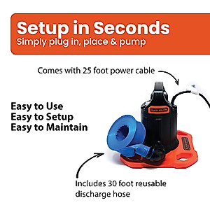 BLACK+DECKER Swimming Pool Cover Pump, 1500 GPH Manual