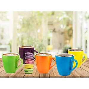 Bruntmor 16 Oz Plain Coffee Mug Set of 6, Large 16 Ounce Ceramic Mugcup Set In Multiple Color, Best Coffee Mug For Your Birthday Gift