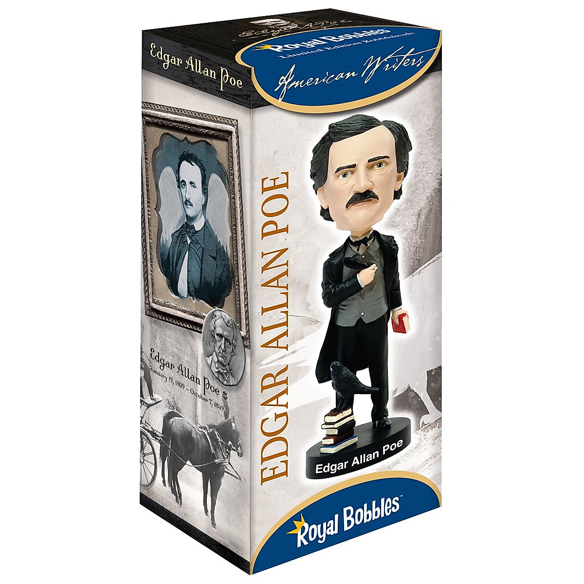 Royal Bobbles Edgar Allan Poe Bobblehead, Polyresin Premium Lifelike Figure, Unique Serial Number, Exquisite Detail