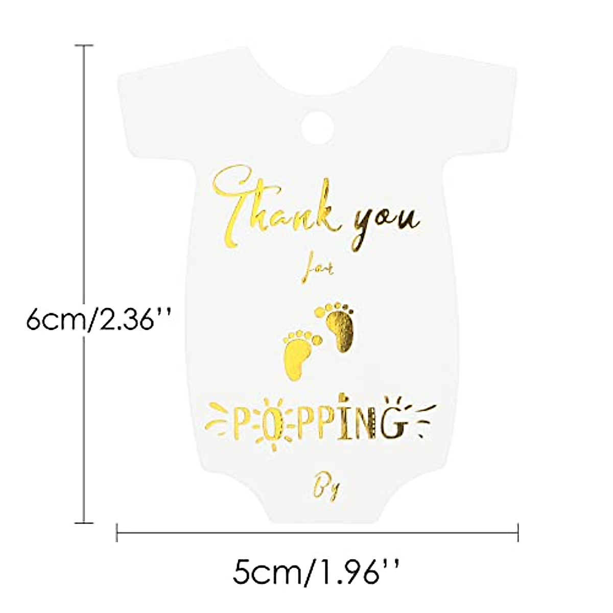 joycraft 100PCS Thank You for Popping by Tags,Gold High-end Cardstock Baby Onesie Favors Labels with Jute String,Personalized Gift Tags for Baby Shower and Brithday Party（2.36"x1.96")