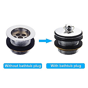 Fdit Tub Stopper, Drain Stopper Bathroom Sink Bathtub Accessories Hair Catcher Trap Strainer, Drain Cover Stopper for Kitchen Sink Bathroom Bathtub, Solid Metal Waste Plug with Chain