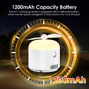 Qoosea Camping Lantern 4 in 1 Camping Lights with Fan & Intelligent Humidifier Rechargeable Camping Lights & Lanterns for Outdoor Camping