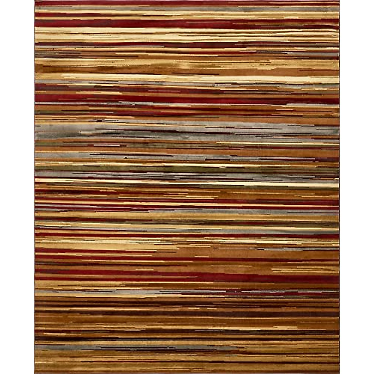 Unique Loom Barista Collection Modern, Abstract, Stripes, Urban, Rustic, Warm Colors Area Rug, 8' 0 x 10' 0 Rectangular, Multi/Beige