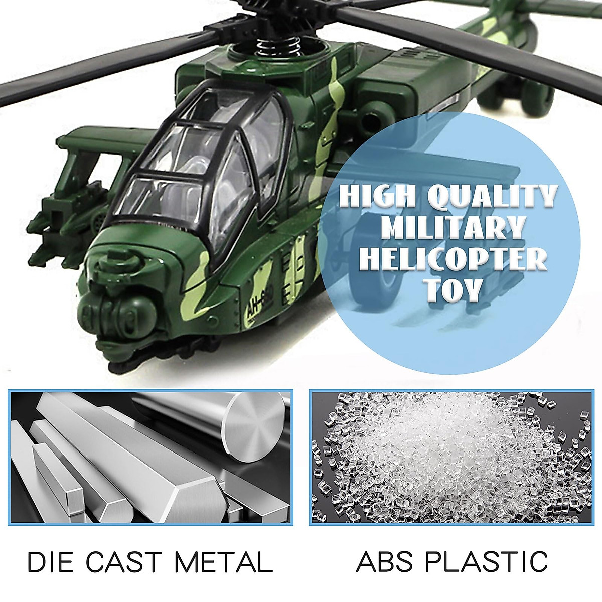 OTONOPI Military Helicopter Pull Back Army Airplane Toys with Lights and Sounds Diecast Air Force Model Plane Birthday Xmas Gifts for Boys and Girls, Bonus with 2 of Army Men Action Figures