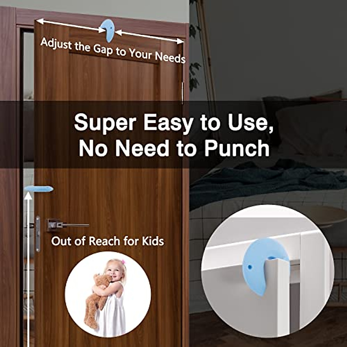 Roeoi Silicone Finger Pinch Guard (4 Pack). Baby Proof Door Pinch Guard and Door Slam Stopper.(Blue)