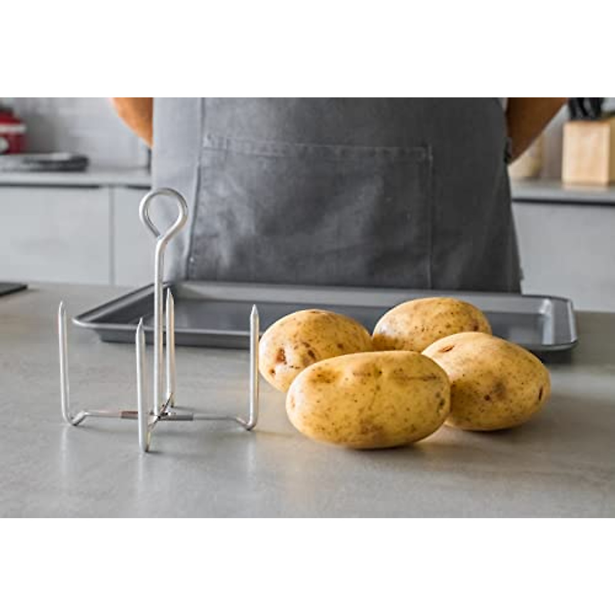 KitchenCraft Baked Potato Stand, Aluminium, 12 x 14.5 cm, Silver