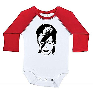 Ziggy Stardust Baby Outfit/Bowie/90's Punk Rock Raglan Onesie (3-6M, RED)