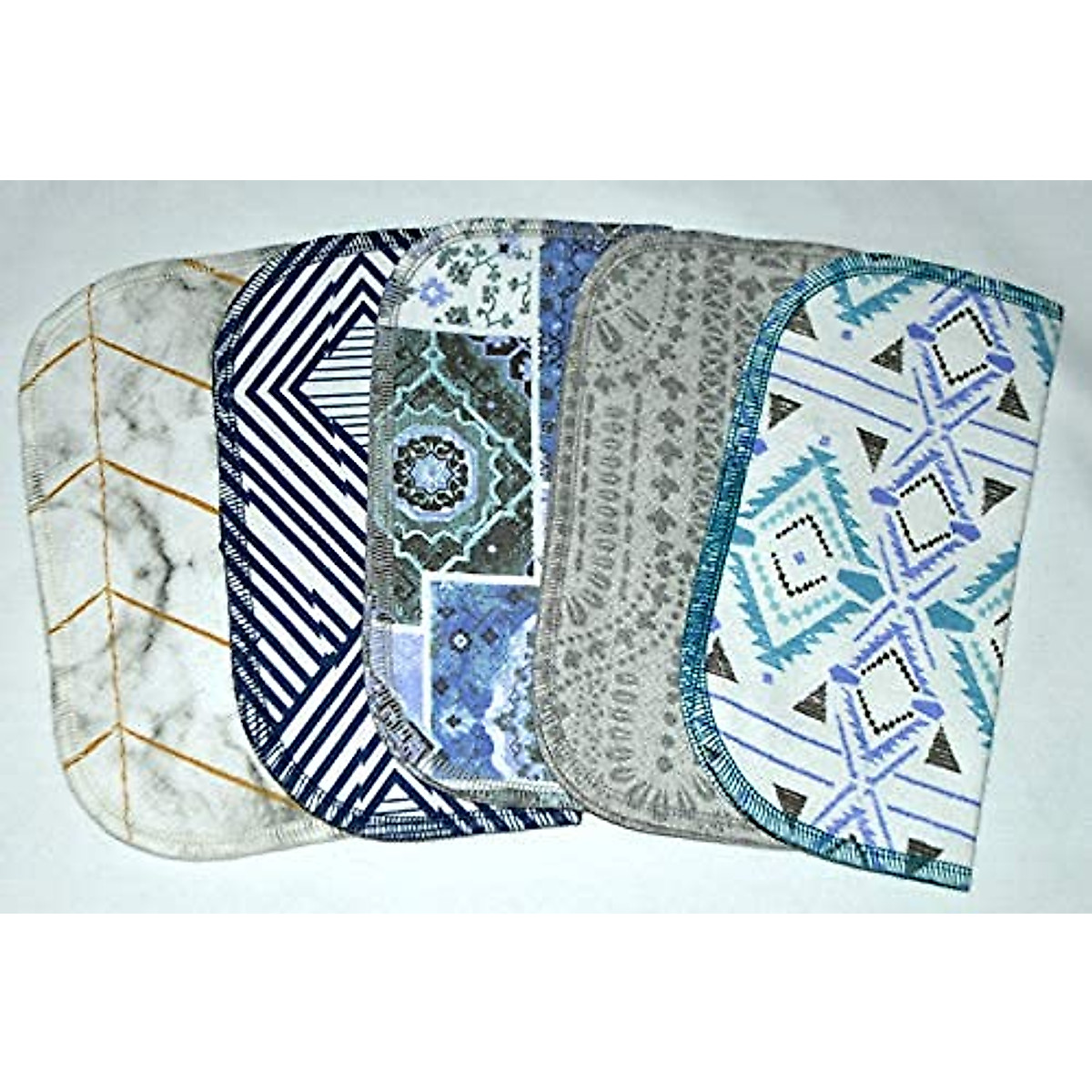 2 Ply Moroccan Tile Flannel Washable Kids Lunchbox Napkins 8x8 inches 5 Pack - Little Wipes (R) Flannel