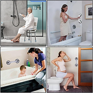 Shower Handle 12 inch, Grab Bars for Bathtubs and Showers (2 Pack), with Strong Hold Suction Cup Handle, Bathroom Grab Bar for Seniors, Safety Bars for Shower Bench