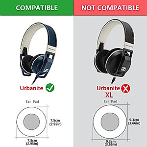 Geekria Comfort Velour Replacement Ear Pads for Sennheiser Urbanite On-Ear Headphones Ear Cushions, Headset Earpads, Ear Cups Cover Repair Parts (Black)