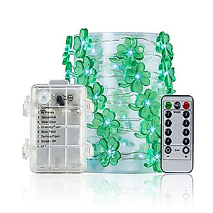 DmHirmg St Patricks Day String Light Party Decorations Battery Operated for St Patricks Day Decorations, St Patricks Day Decor,Waterproof,Spport USB&Battery Charge (Green)