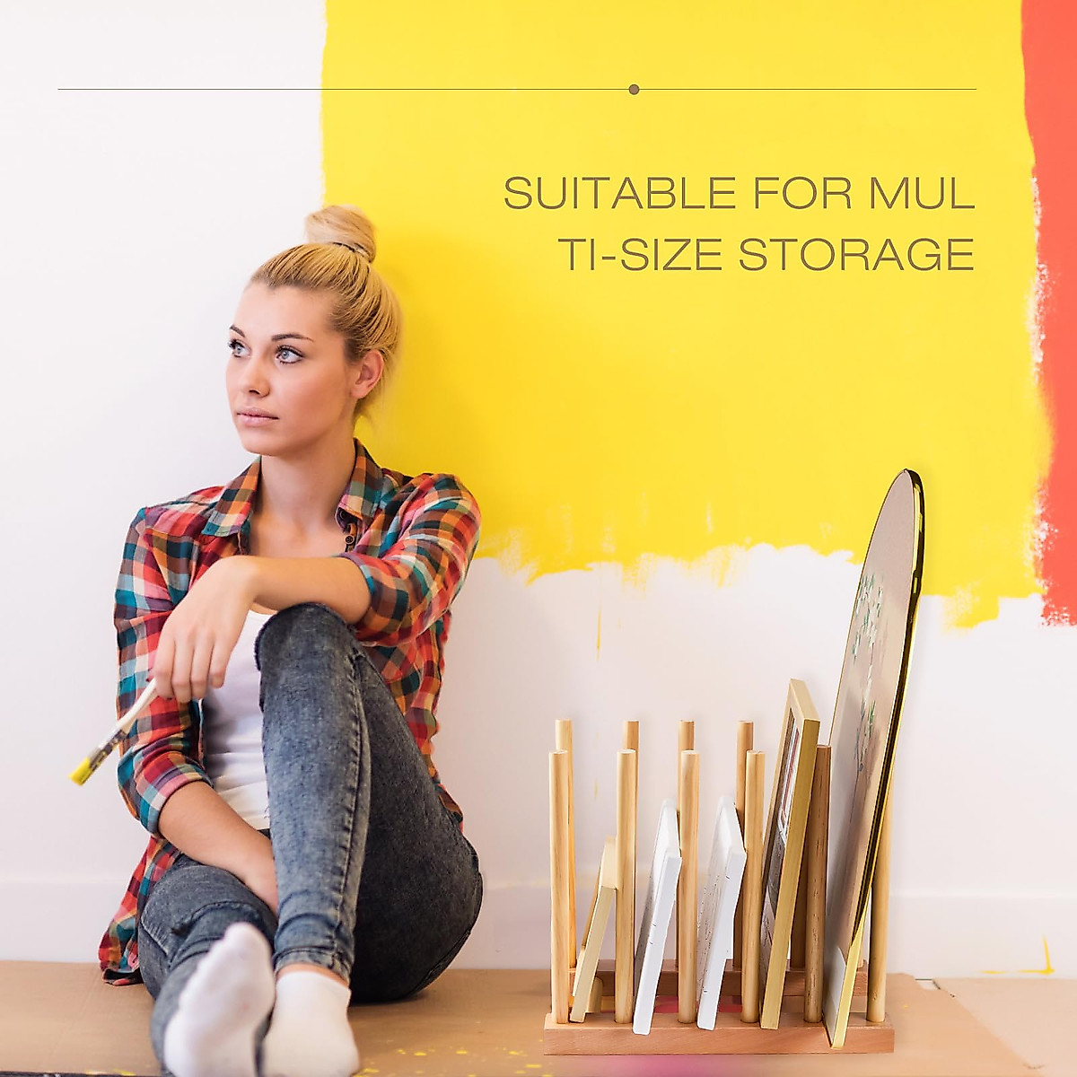 Ctosree 2 Pcs Wood Art Storage Rack Art Drying Rack Display Canvas Storage Canvas Rack Art Storage Holder Stand for Drawing Canvas Board Panel Print Matter Paper Pad Backing Plate, 8.3 x 15 x 13.7 in