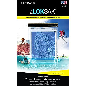 LOKSAK - aLOKSAK Waterproof Cellphone Dry Bags - Airtight Underwater Phone Pouch - Touch Screen Compatible - Diving Certified (2 Pack - 8in x 11in)