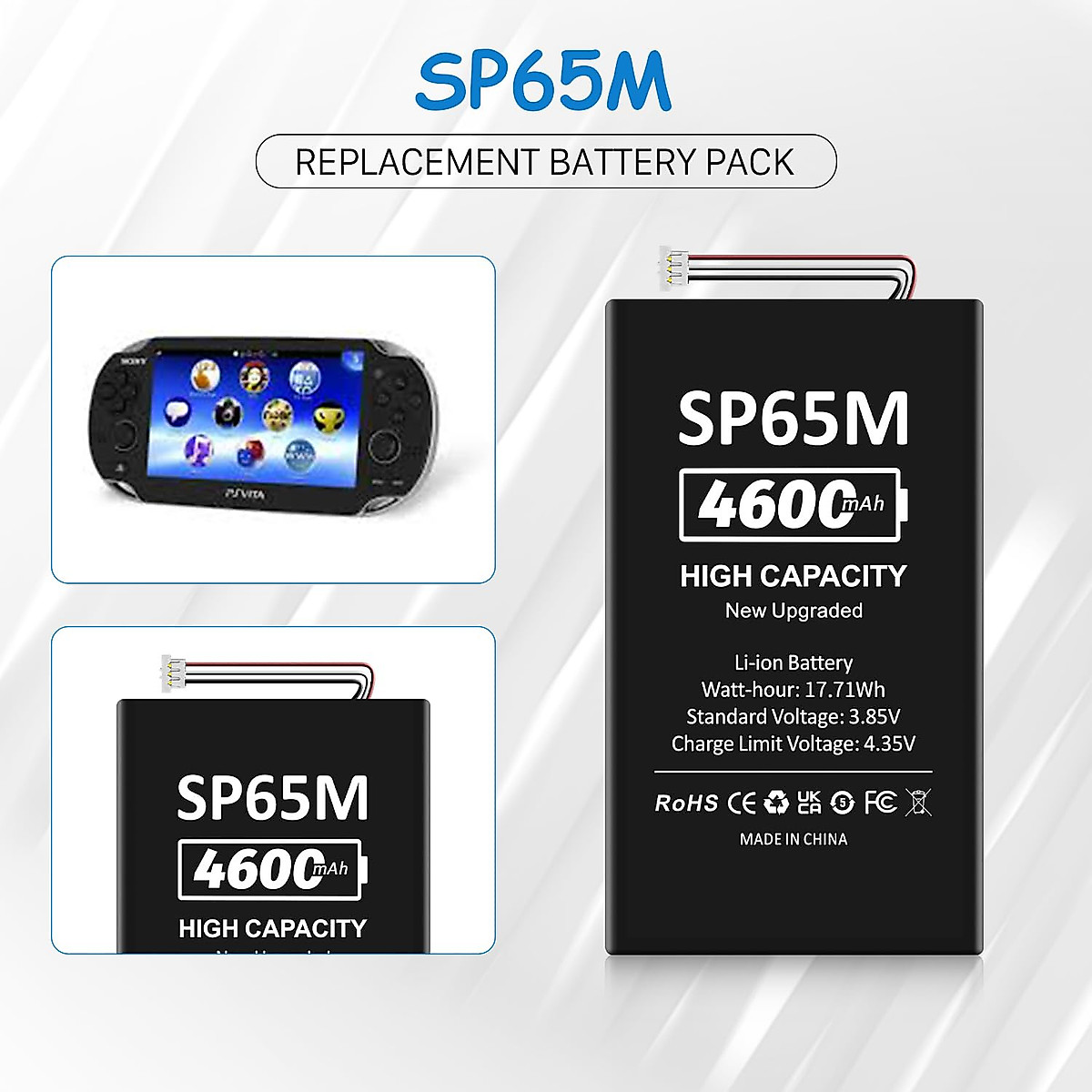 SHENMZ Ps Vita 1000 Battery,(New Upgrade) 4600mAh High Capacity New 0 Cycle Battery Replacement for Sony PS Vita PlayStation Vita PCH-1006 PCH-1001 PCH-1101 PSV 1000 SP65M Games with Repair Tool Kit