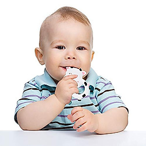 Baby Silicone Teether,Sensory Chew Toys,BPA Free Soft and Effective Infant Teething Pain Relief Toys,Freezer Safe,Food Grade Silicone,Best Shower Gift for Boys and Girls (Cow)