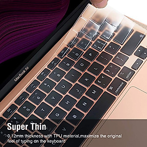 EooCoo Keyboard Cover Premium Ultra Thin Compatible for 2021 2020 MacBook Air 13 inch M1 A2337 A2179 with Retina Display, US Layout, TPU Clear