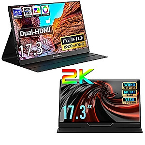 Bimawen 17.3 inch Portable Monitor + 17.3 inch 2K Ultra Slim Monitor