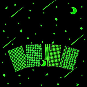 Realistic Glow in The Dark Stars and Moon, 500pcs Glow Stars and Shooting Star, Adhesive Glow Stars for Kids Bedroom,Luminous Stars Stickers Create a Realistic Starry Sky,Room Decor,Wall Stickers