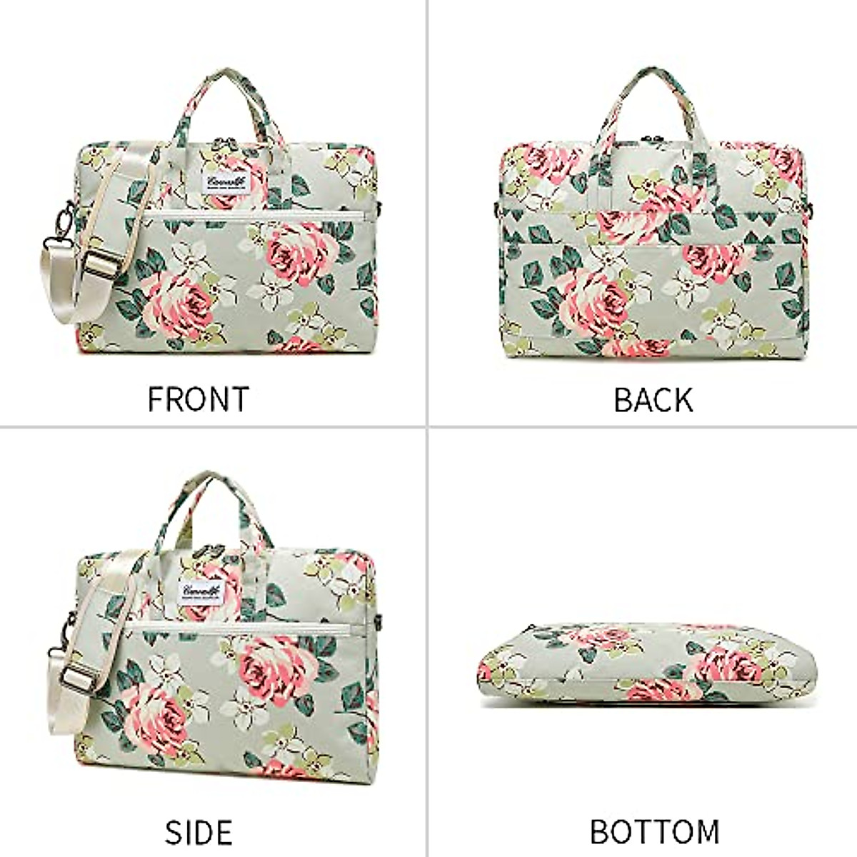 canvaslife Pattern 15 inch Canvas Waterproof Laptop Shoulder Messenger Bag for 14 inch to15.6 inch Laptop 15 Laptop Case (Pink rose)