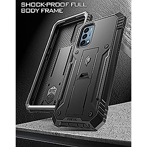 Poetic Revolution Series Case for Oneplus Nord N200 5G, Full-Body Rugged Dual-Layer Shockproof Protective Cover with Kickstand and Built-in Screen Protector, Black