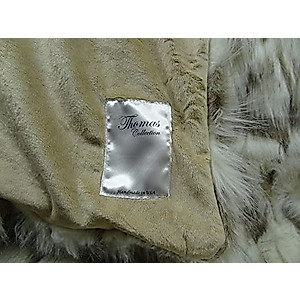 Thomas Collection Ivory Faux Fur Throw Blanket & Bedspread - Tibet Fox Fur - Ivory Beige Luxury Faux Fur - Throw Blanket - Luxury Soft Faux Fur, Handmade in US, 16445