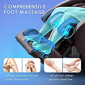 MYNTA 2023 3D Massage Chair Full Body - Zero Gravity Massage Chair Recliner with SL Track, AI Voice Control, LCD Screen, Quick Access Buttons, USB Charger, Auto Body Scan, Bluetooth, Brown