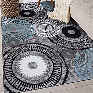 Contemporary Circles Area Rug 5' 3" X 7' 3" Gray/Blue