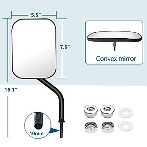 BETOOLL Doors Off Mirrors Compatible with Jeep Wrangler JK CJ JKU LJ JL & Unlimited - Door Hinge Side Mirrors compatible with Jeep - Side Rear View Mirrors for Doors Off Driving