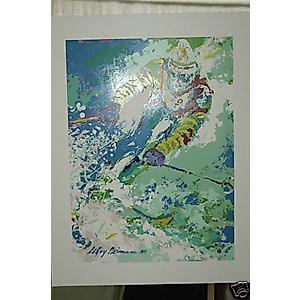 LEROY NEIMAN DOWNHILL SKIER PLATE SIGNED VINTAGE