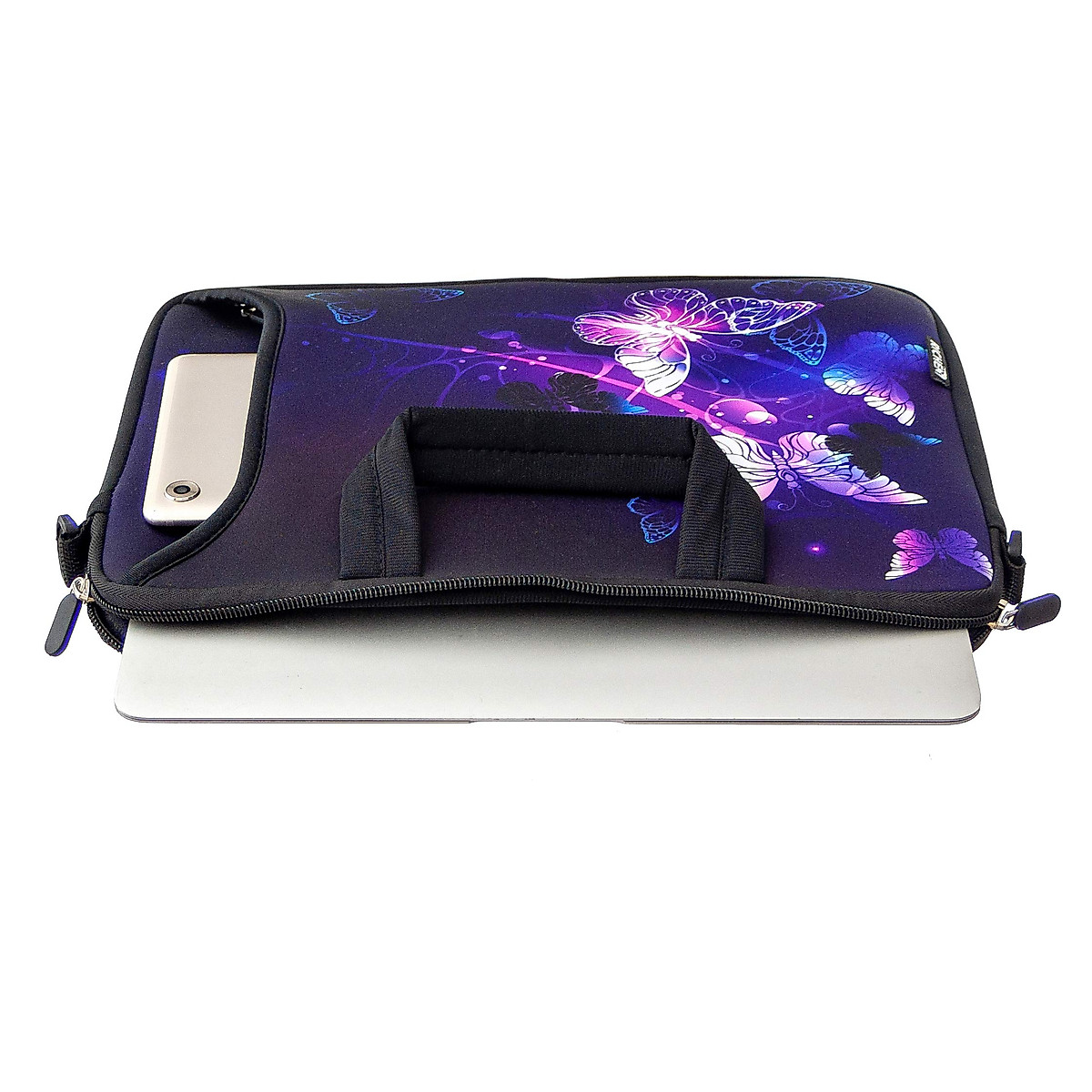 RICHEN 10 inch Messenger Bag Carrying Case with Handle Accessory Pocket Fits 7 to 10-Inch Laptops/Notebook/Kids Tablet (7-10.2 inch, Butterflies)