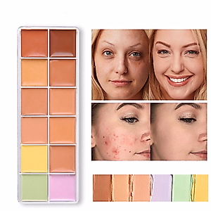 MAEPEOR Color Correcting Concealer Palette 12 Colors Creamy Contour Palette Full Coverage Lightweight Concealer Contour Makeup Palette for Concealing Blemishes, Brighten Dark Circles